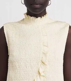 Sandro Ruffled Smock Sleeveless Top - Yellow
