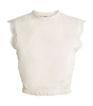 Sandro Cotton Lace Crop Top