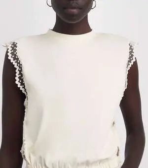 Sandro Cotton Lace Crop Top