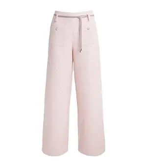 Maje Tweed Wide-leg Trousers - Pink