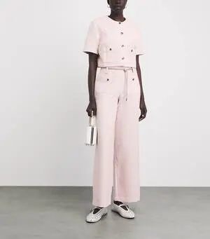 Maje Tweed Wide-leg Trousers - Pink