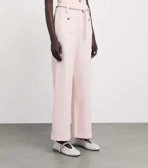 Maje Tweed Wide-leg Trousers - Pink