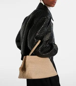Bottega Veneta 1998 Intrecciato Leather Shoulder Bag - Beige