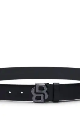 BOSS Italian-leather Belt With Monogram Buckle