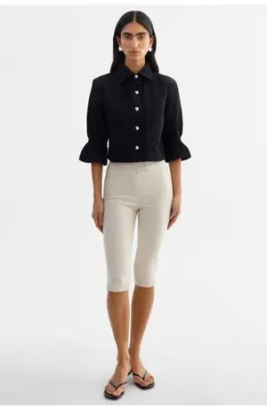 LAMARQUE Carolina Denim Ruffle Sleeve Jacket - Black