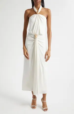 Cinq À Sept Kaily Bangle Detail Halter Neck Dress - Ivory