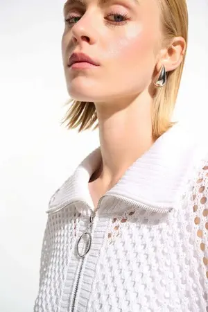 Joseph Ribkoff Viscose Blend Boxy Knit Sweater - White