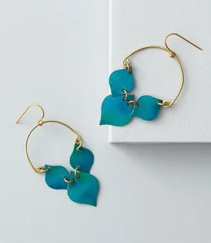 MATR BOOMIE Chameli Leaf Drop Earrings - Teal