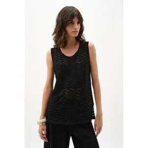 Joseph Ribkoff Viscose Jacquard Knit Tank - Black
