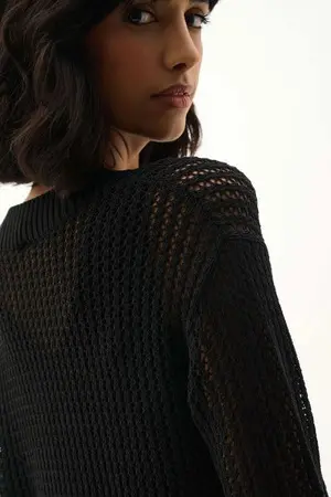 Joseph Ribkoff Acrylic Blend Open Stitch Sweater - Black
