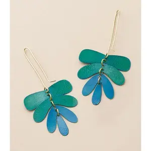 MATR BOOMIE Chameli Dangling Leaf Earrings - Teal