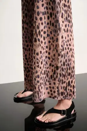 Joseph Ribkoff Pleated Animal Print Wide Leg Pants