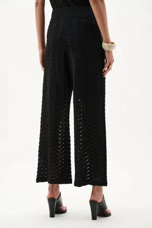 Joseph Ribkoff Viscose Jacquard Knit Chevron Stitch Culotte Pants