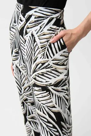 Joseph Ribkoff Silky Knit Tropical Print Wide-leg Pull-on Pants