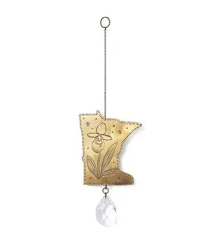 MATR BOOMIE Minnesota State Lady Slipper Engraved Suncatcher - Brass