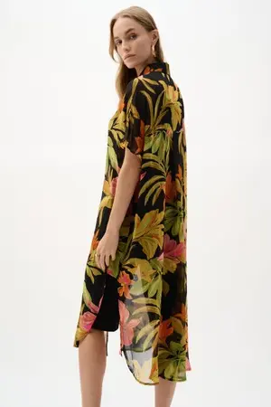 Joseph Ribkoff Chiffon Tropical Print Blouse