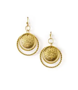 MATR BOOMIE Yashi Embossed Ring Dangle Earrings - Gold