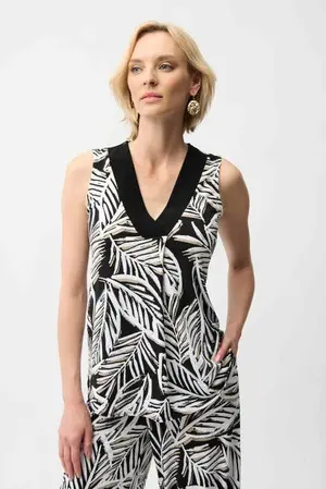 Joseph Ribkoff Silky Knit Tropical Print Trapeze Top