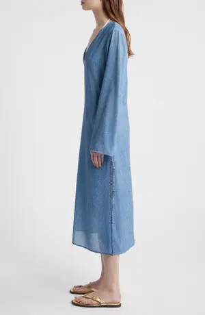 Rag & Bone Rb Miramar Crinkle Long Sleeve Cover-up Dress