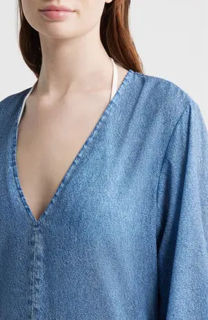 Rag & Bone Rb Miramar Crinkle Long Sleeve Cover-up Dress