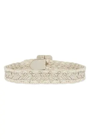Sam Edelman Woven Raffia And Leather Belt - Bone
