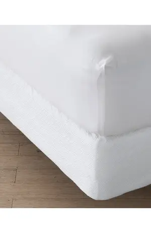 LANDS' END Basketweave Cotton Matelasse Bedskirt - White