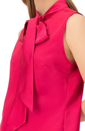 IVONNE Sleeveless Satin Tie Neck Blouse