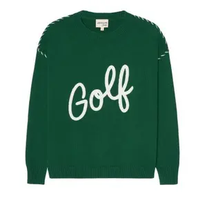 ELLSWORTH + IVEY Riley Crewneck Golf Script Sweater - Green