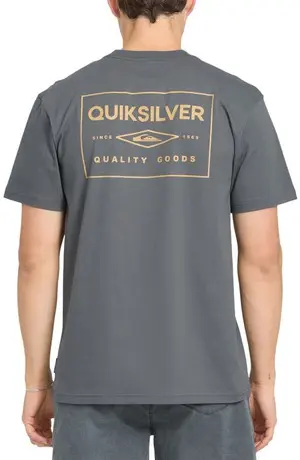 Quiksilver Stamped Short Sleeve Graphic Cotton T-shirt - Iron Gate