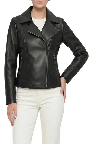 Gorski Nappa Leather Moto Zip Jacket