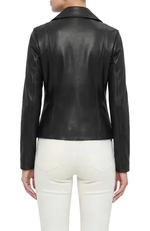 Gorski Nappa Leather Moto Zip Jacket