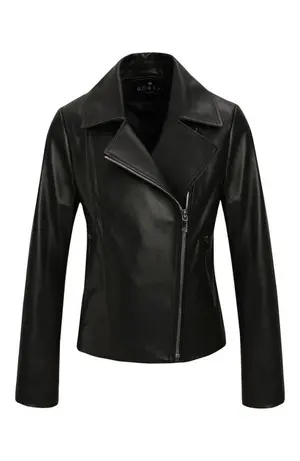 Gorski Nappa Leather Moto Zip Jacket