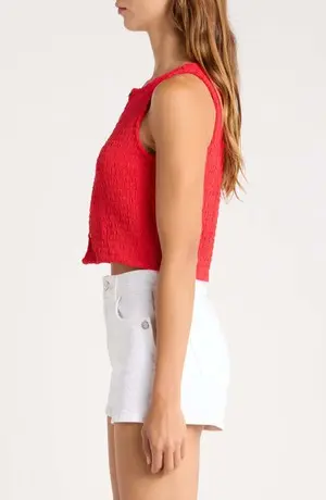 BILLABONG Button-up Sleeveless Top - Fiesta Red