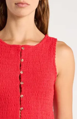 BILLABONG Button-up Sleeveless Top - Fiesta Red
