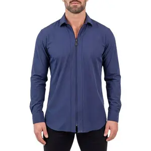 MACEOO Fibzip Marthyr Knit Zip-up Shirt - Blue