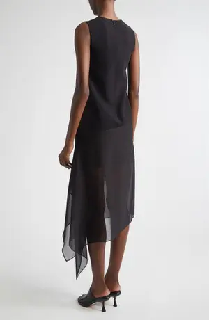 Michael Kors Veiled Virgin Wool Stretch Crepe & Silk Voile Sheath Dress