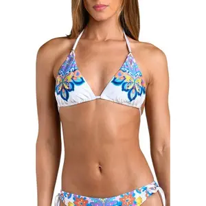 SUNSHINE 79 Butterfly High Triangle Bikini Top - White Multi