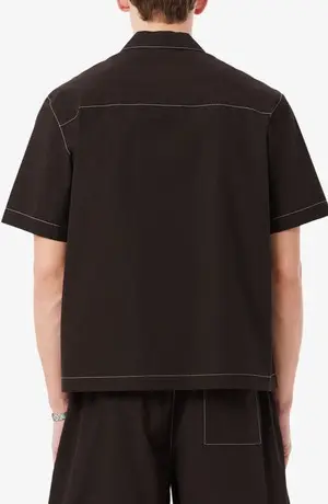 Lacoste Topstitch Detail Woven Cotton Shirt