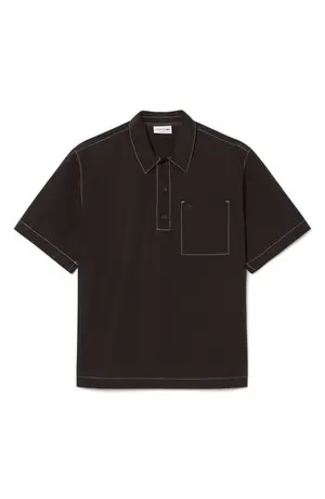 Lacoste Topstitch Detail Woven Cotton Shirt