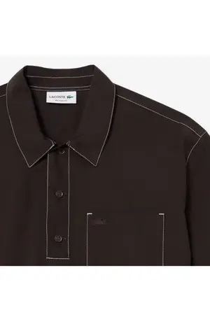 Lacoste Topstitch Detail Woven Cotton Shirt