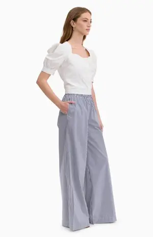 Rebecca Taylor Brielle Poplin Fitted Corset Shirt - Ivory
