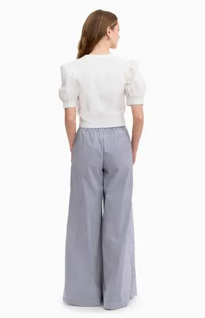 Rebecca Taylor Brielle Poplin Fitted Corset Shirt - Ivory