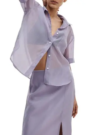 Rag & Bone Connie Organza Button-up Shirt - Lilac