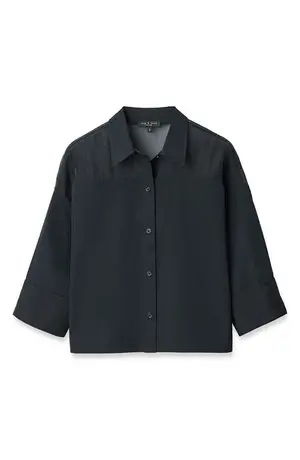 Rag & Bone Elly Crop Button-up Shirt - Black
