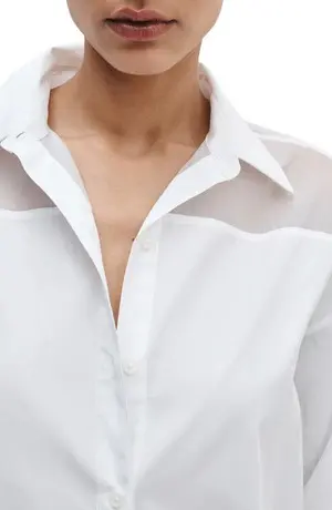 Rag & Bone Elly Crop Button-up Shirt - White