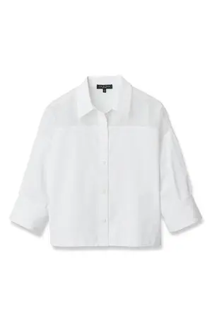 Rag & Bone Elly Crop Button-up Shirt - White