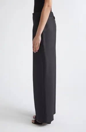 Victoria Beckham Curved Leg Virgin Wool Blend Suiting Trousers