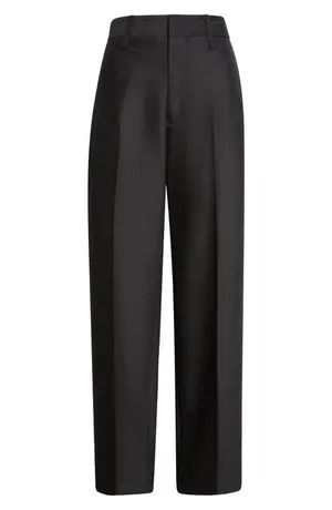 Victoria Beckham Curved Leg Virgin Wool Blend Suiting Trousers