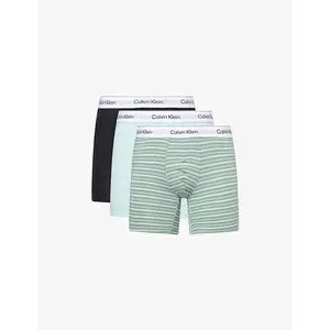 Calvin Klein Icon Pack Of Three Stretch-cotton Boxer Briefs - Multi