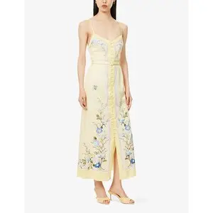 SELF-PORTRAIT Floral-print Belted Woven Midi Dress